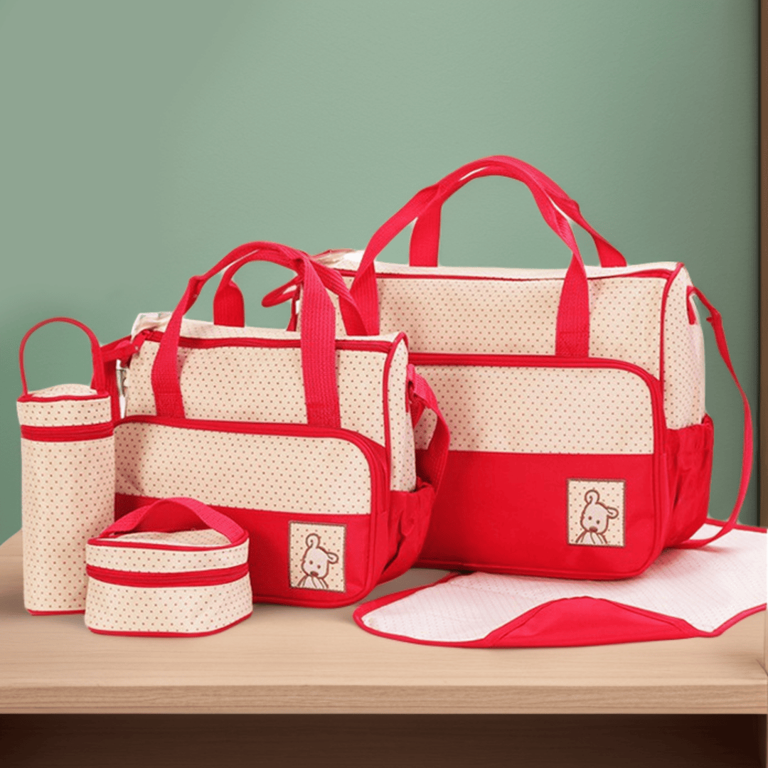 Buy 5-Piece Baby Diaper Bag Set-Red | PlushMink Online Store – Plushmink